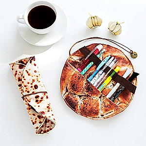 DIYOMR Simulation Burrito Pencil Pen Wrap, Pencil Roll Pouch Pen Roll Case Holder Organizer, Creative Pancake Wrap Bag Stationery for Teens Students