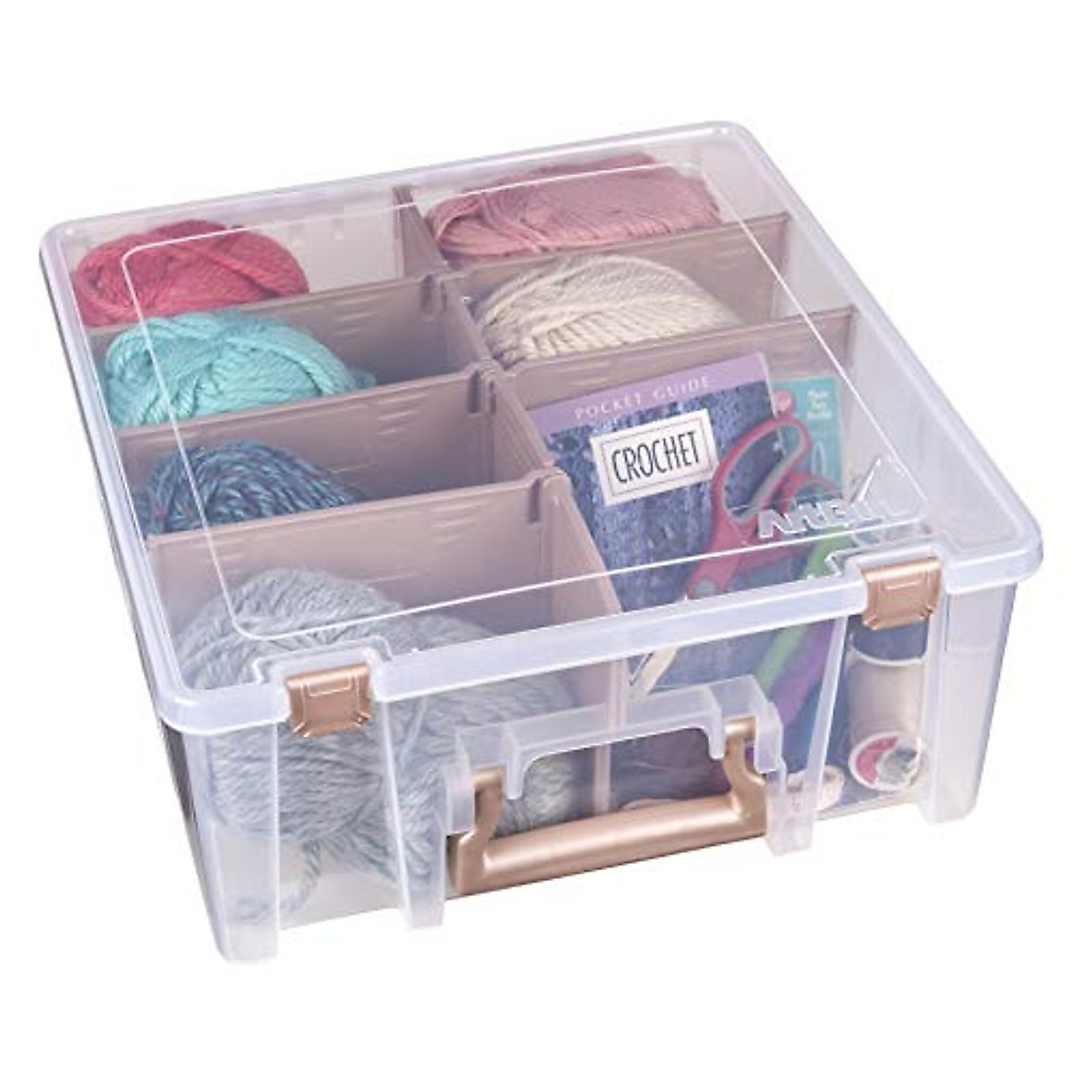 ArtBin Super Satchel Compartment Box - Stackable Durable Art Storage with 8 Removable Compartments, Smart Closure, and Portable Design for Craft Supplies, Threads, Ribbons, Paint Tubes