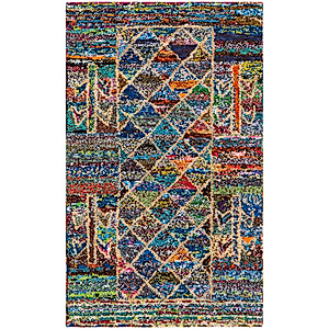 SAFAVIEH Nantucket Collection Area Rug - 8' x 10', Multi, Handmade Boho Cotton, Ideal for High Traffic Areas in Living Room, Bedroom (NAN402A)