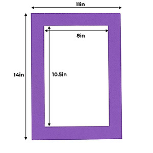 8.5x11 Mat for 11x14 Frame - Precut Mat Board Acid-Free Purple 8.5x11 Photo Matte Made to Fit a 11x14 Picture Frame, Premium Matboard for Family Photos, Show Kits, Art, Picture Framing, Pack of 1 Mat