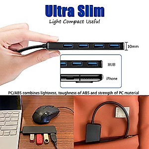 4-Port USB Hub 3.0, T-Sound USB Splitter for Laptop, Ps4 Keyboard and Mouse Adapter for Dell, Asus, HP, MacBook Air, Surface Pro, Acer, Xbox, Flash Drive, Mobile HD, Console, Printer, Camera …