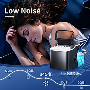 Antarctic Star Ice Maker Countertop with Auto-Cleaning, 26Lbs/24Hrs, 9 Cubes in 6 Mins, One-Click Button, 2 Sizes of Bullet Ice, Energy Saving Ice Machine, for Kitchen, Office, Dorm, Black