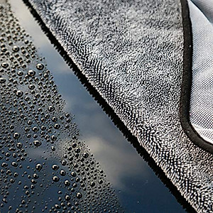 MR.LUSTRE Microfiber Drying Towels for Cars Large Single Sided Durable Layer Professional Grade Super Absorbent Car Cleaning Towel Auto Detailing Cloth, 35x28 inch, 1 Pack, 1 Piece