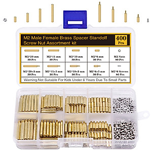 Csdtylh 400Pcs M2 Motherboard Standoffs&Screws&Nuts Kit, Hex Male-Female Brass Spacer Standoffs, Laptop Screws for DIY Computer Build, Electronic Projects, Raspberry Pi, Circuit Board etc.
