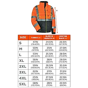 High Visibility Reflective Winter Bomber Jacket, Black Bottom, ANSI Compliant, Ergodyne GloWear 8377,2XL,Lime