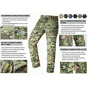 OCANXUE Tactical Pants Camo Cargo Pants for Men Outdoor Hiking Pants Ripstop Work Pants Multi Pocket Pants No Belt No Knee Pads CP Camo 34
