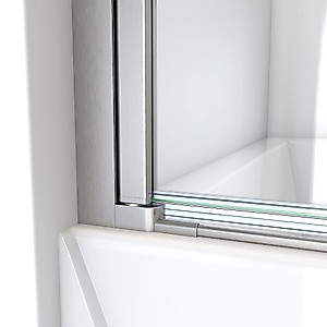 DreamLine Aqua-Q Swing 34 in. W x 58 in. H Frameless Tub Door in Brushed Nickel