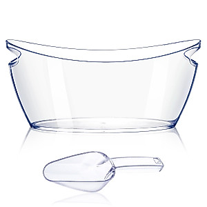 Ice Bucket for Parties 5.5 Liter Large Clear Champagne Beer Tub Mimosa Bar Supplies Kit Acrylic Plastic Wine Beverage Bucket with Scoop for Cocktail Bar