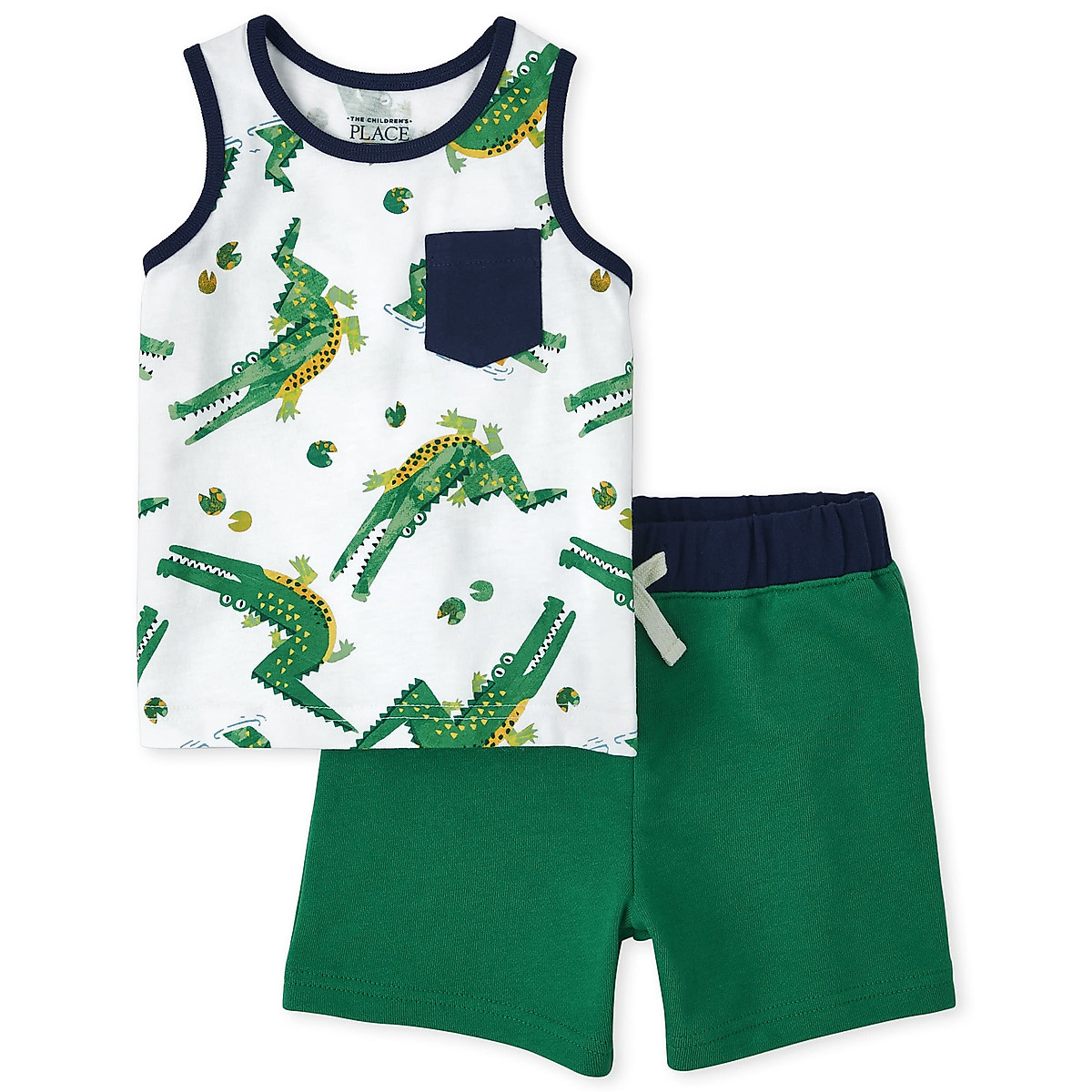 The Children's Place baby boys The Children's Place and Toddler Fashion Tank Top Shorts Set Shirt, Alligator, 3T US