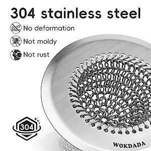 1Pack Kitchen Sink Drain Strainer for Easy Clean Large Basket & 1Pack Bathtub Drain Hair Catcher, Wokdada Fast Drainage Shower Drain Hair Catcher