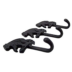 Rustic Black Bear Cast Iron Wall Hooks, Set of 3, 5 Inches