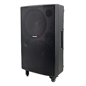 SINGTRONIC BT-1212Pro Professional 5000W Portable 12" Double Woofer Bluetooth Speaker via Unlimitted YouTube Karaoke Free: 2 x Wireless Microphone & Rechargeable Batteries