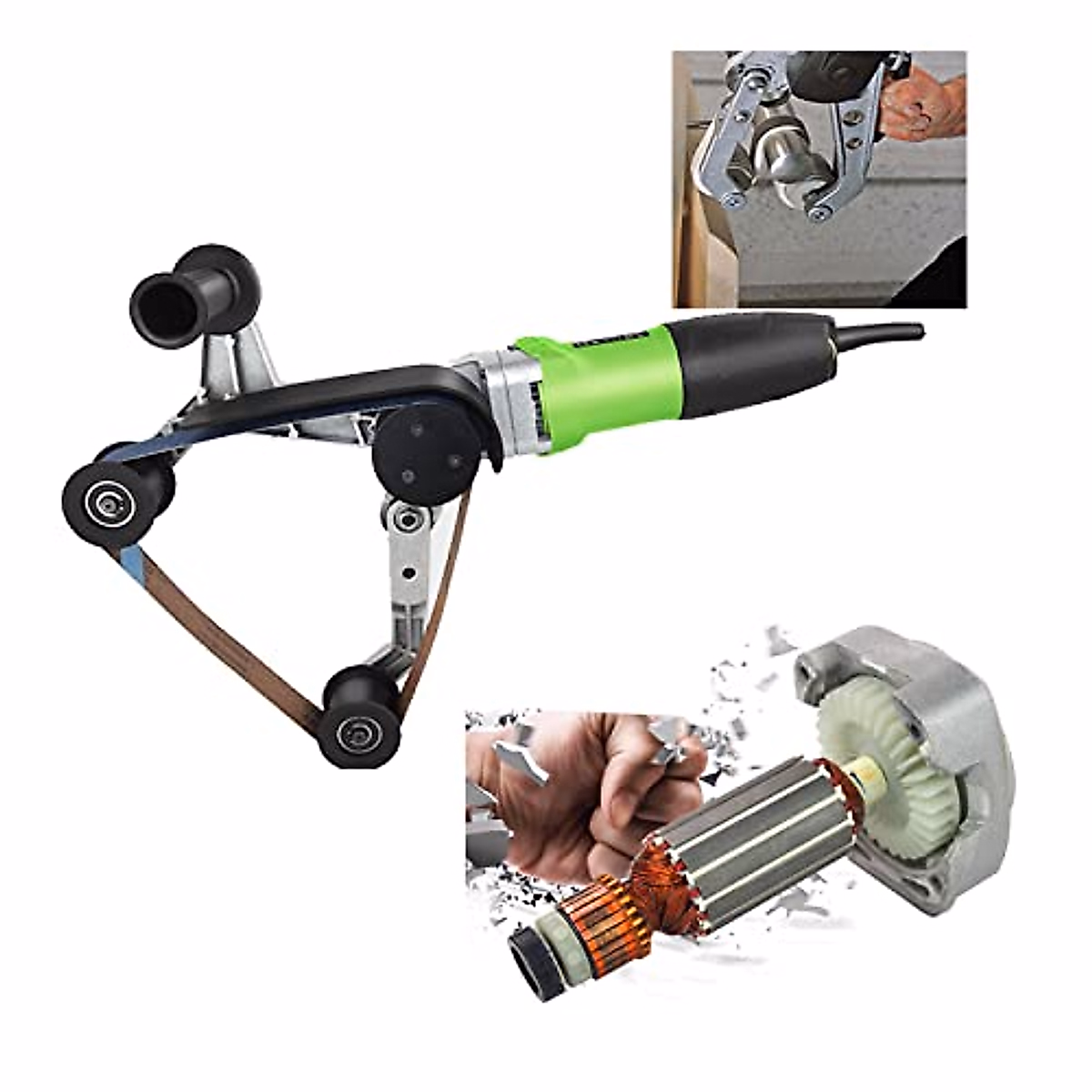 EQCOTWEA 110V Stainless Steel Pipe Tube Polisher, Portable Belt Sander with 40x760mm Belt, Adjustable Speeds Round Pipe Drawing Machine