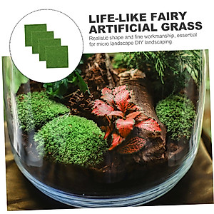 Happyyami 16 Pcs Artificial Turf Grass Garden Grass Turf Tiles Grass Tiles for Balcony Faux Plants Greenery Artificial Grass Outdoor Carpet Aquarium Grass Mat Fake Grass Fish Tank Succulents