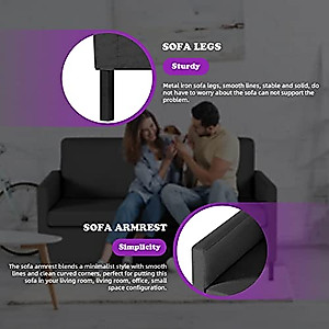 TYBOATLE 51 inch Fabric Modern Loveseat Sofa Couch for Living Room, Upholstered Love Seats 2-Seater w/Iron Legs for Compact Small Space, Apartment, Bedroom, Dorm, Office (Dark Grey)