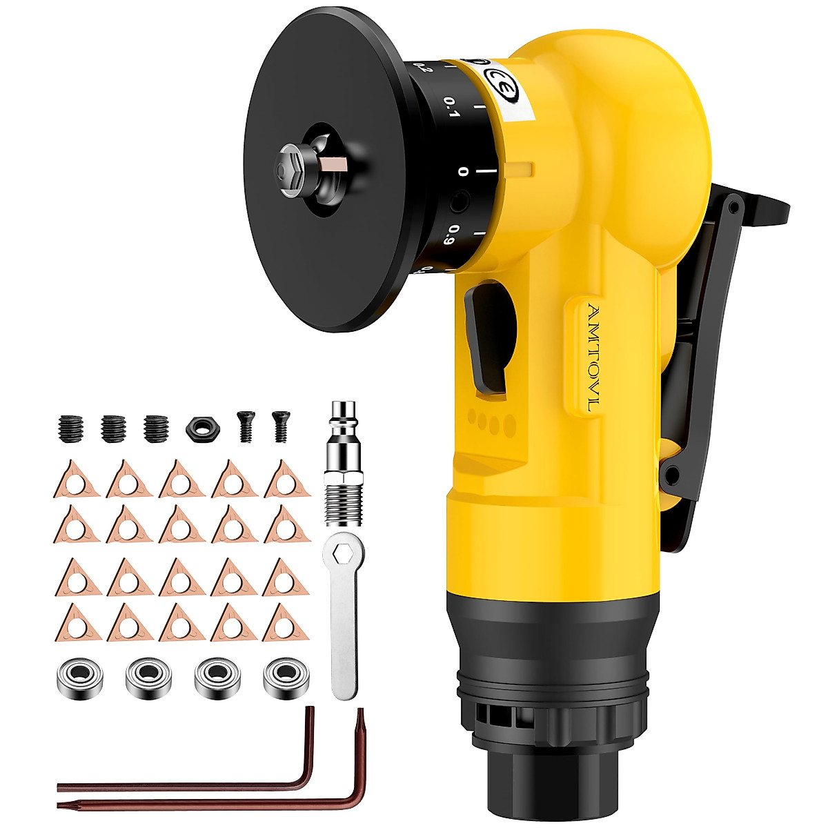 AMTOVL Air Chamfer Tool, Mini Pneumatic Chamfering Machine, 30000 RPM Pneumatic Chamfering Tool, 45 Degree Air Beveling Machine with 1/4 Inch Air Inlet for Metal, Wood, Acrylic Deburring and Trimming
