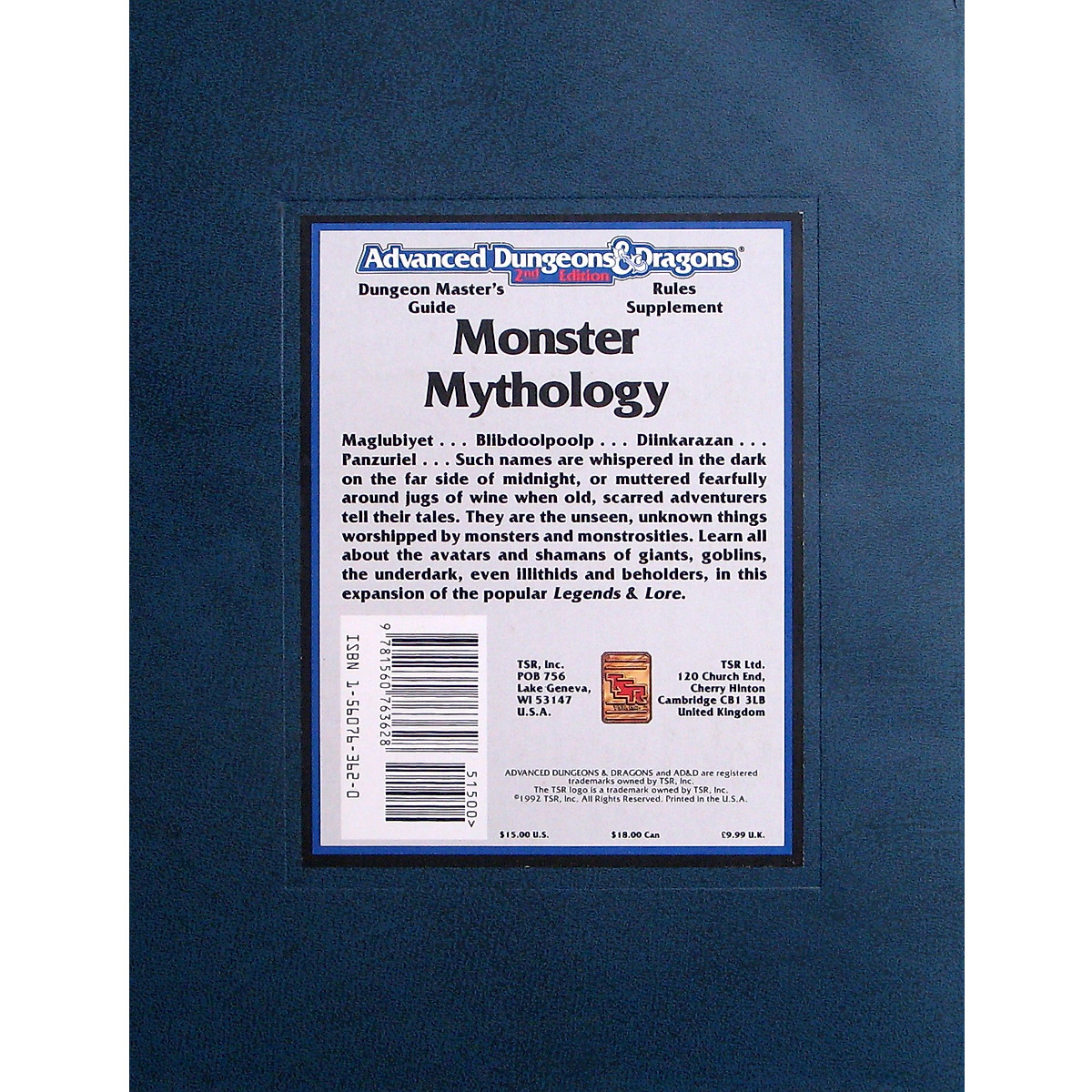 Monster Mythology (Advanced Dungeons & Dragons: Dungeon Master's Guide Rules Supplement/2128/Dm5r4)