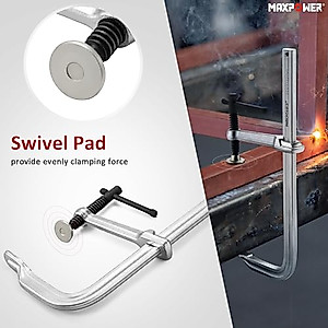 MAXPOWER Heavy Duty F Clamp 12-Inch x 4-3/4-Inch Throat (300 x 120mm Throat), Pack of 4