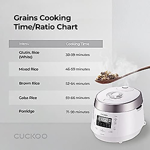 Cuckoo CRP-P1009SW 10 Cup Electric Heating Pressure Cooker & Warmer – 12 Built-in Programs, Glutinous (White), Mixed, Brown, GABA Rice, [1.8 liters]