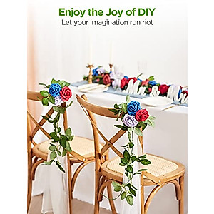 InnoGear Artificial Flowers, 50 Pcs Faux Flowers Fake Flowers Dark Red Roses Perfect for DIY Wedding Bouquets Centerpieces Bridal Shower Party Home Flower Arrangement Christmas Decorations