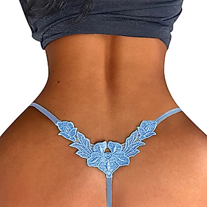 Valentines Sexy Thongs Women Naughty Slutty Underwear Stretch Straps Panties T-Back Briefs Snowman Bikini Thongs Z#012-blue Large