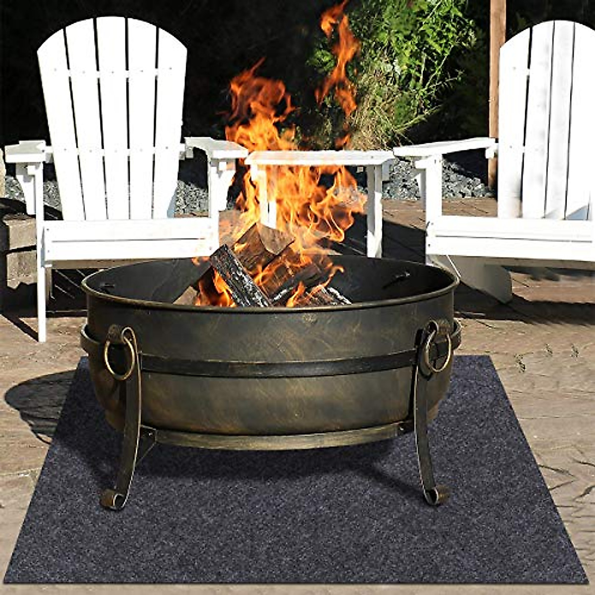 Fire Pit Mat—Gas grill mat,Retardant，Heat Resistant，Ember Mat，Electric Smoker Mat，Under the stove， Protect your deck, terrace, lawn or campground from embers，Reusable，Waterproof backing (36" x 36")