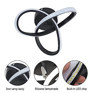 DAXGD Modern LED Ceiling Light 22W Spiral Design Ceiling Lighting Fixtures 6000K Cool White Light Ceiling Lamps for Corridor Aisle Hallway Balcony Bedrooms Kitchen Office (Black)