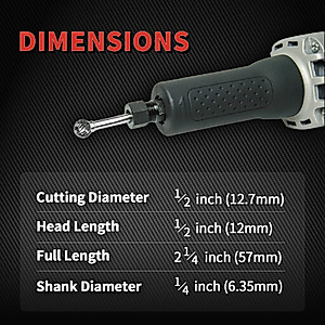 S&F STEAD & FAST Carbide Burr with 1/4” Shank 1/2” Cutter Dia 1/2” Length, Professional Grade Tungsten File, Die Grinder Bit for Metals, Rotary File Ball Shape, Grinding Burr Bit