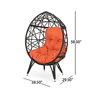 QUUL Contemporary Design Outdoor Wicker Teardrop Chair Accent Chair with Cushion and Base 38.5 in