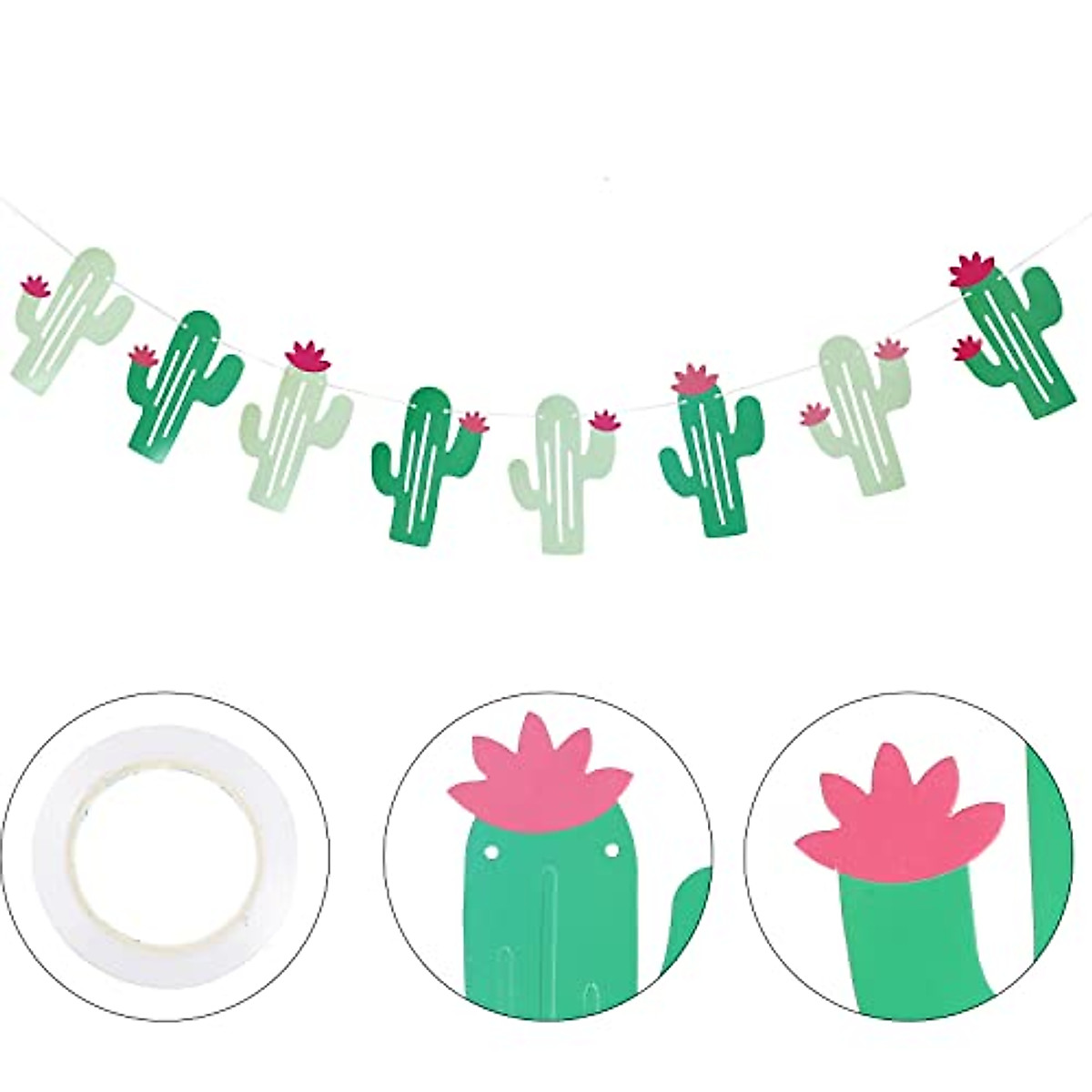 Tinksky Summer Theme Wedding Parties Decorations Single Sided Cactus Banner Pennant Tropical Party Birthday Party Festival Luau Hawaii children's party Decoration