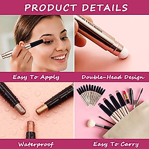 White Eyeshadow Stick Makeup，Cream Shimmer Smooth Glitter Eye Shadow Pencil Base Primer Palette, Waterproof Long Lasting EyeShadow Pen White Liner, Highlighter Stick Multi-Dimensional Eyes Look