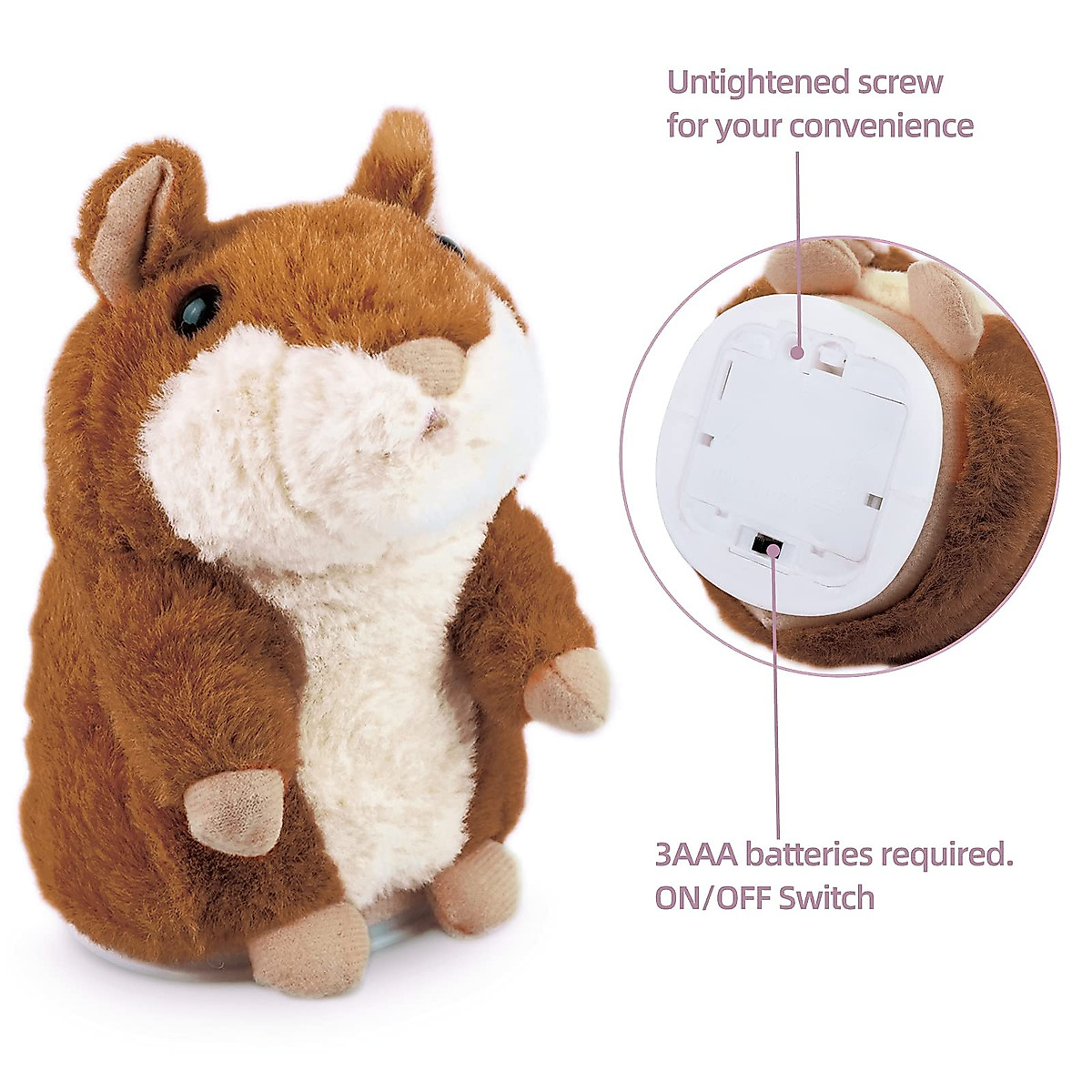 Homily Talking Hamster, Repeats What You Say Plush Animal Toy Electronic Hamster Mouse for Boys, Girls & Baby Gift