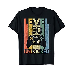 Level 30 Unlocked Shirt Funny Video Gamer 30th Birthday Gift T-Shirt