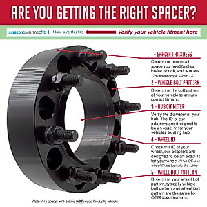 Wheel Accessories Parts 2 Pcs Hub Centric Wheel Spacers 8 on 170mm 2" Thick M14 x 1.5 Thread Stud 124.9mm Hub Fits 2003+ Ford F250 F350 Super Duty Single Rear Wheel | 03-05 Dually Rear Wheel Front