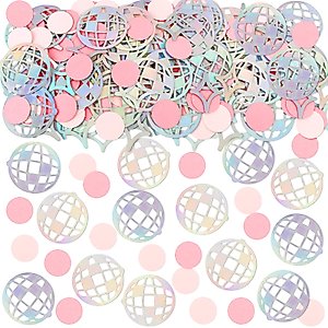 Keaziu 100 PCS Disco Ball Confetti Disco Party Decorations Table Confetti 70s Disco Fever Party Hippie Birthday Engagement Party Girls Boys Night Birthday Favors Decorations Supplies (pink)