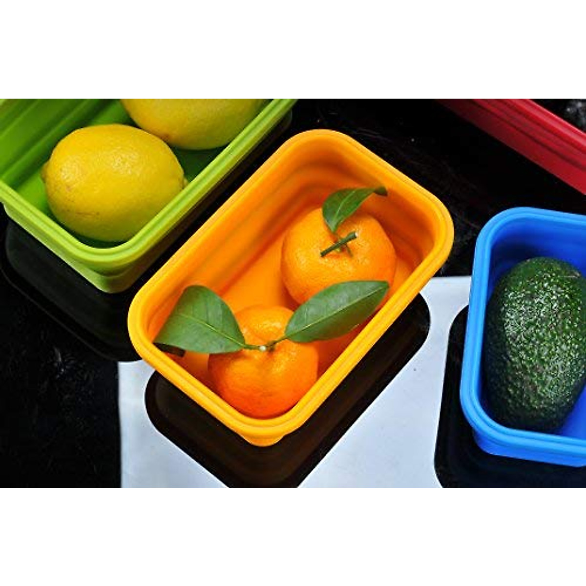 Sailing Elegant Collapsible Silicone Lunch Box/Container, Super Convenient Stackable Food Storage Containers, Material Safe (Set of 4, Multi)