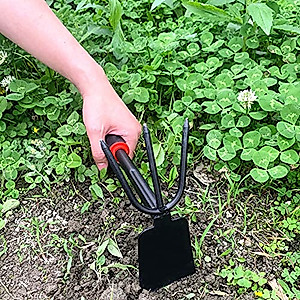 DEMIFUN Hoe Garden Tool for Gardening, Dual Headed Hand Tiller Cultivator Rake Gardening Hand Tools for Digging and Weeding