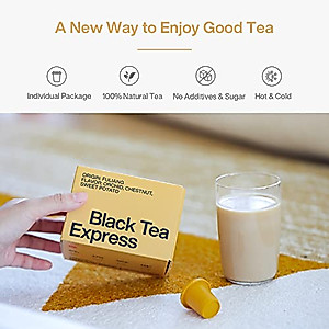 SATURNBIRD Express Fuliang Black Tea, Premium Instant Tea Powder, Cold Brew Tea, Freeze-drying Tech, Ice/Hot Water/Milk, No Additives, 12 Single Serve(2 Packs, 24 count total)