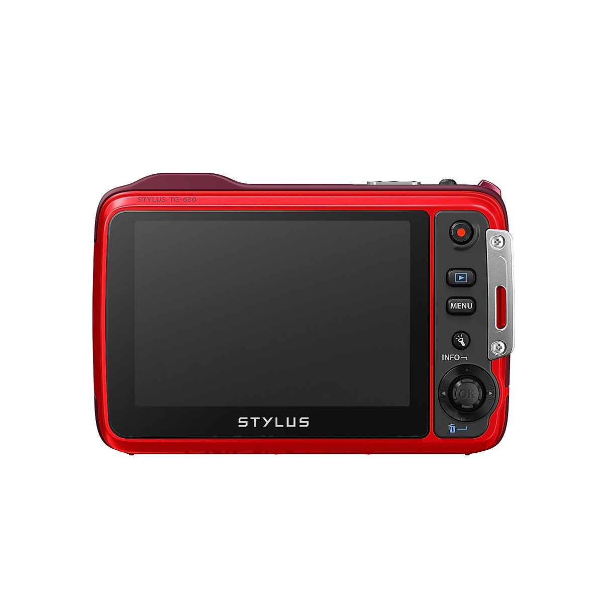 Olympus Stylus TG-630 iHS Digital Camera with 5x Optical Zoom and 3-Inch LCD (Red) (Old Model)