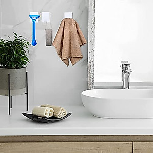 Jetec 8 Pieces Self Adhesive Razor Holder Hooks Shower Hook with Acrylic Adhesive for Razor Bathroom Kitchen Organizer for Razor Plug Towel (White)