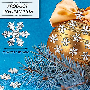 120 Pcs Crystal Snowflake Buttons Christmas Bling Snowflake Rhinestone Diamante Alloy Tiny Button for Crafts Flat Back Snow Embellishments for DIY Wedding Clothes Hair Jewelry Decor (Silver)