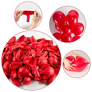 100pcs Red Balloons, 12 inch Red Party Latex Balloons for Birthday Wedding Valentine’s Day Anniversary Party Decorations(With 2 Red Ribbons)