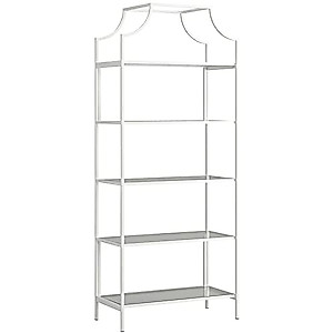 Sauder Anda Norr 5 Shelf Metal Framed Glass Bookcase in Flat White
