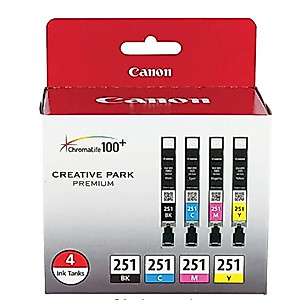 Genuine Canon PGI-250 (6497B001) CLI-251 (6513B004) Color (Black, Cyan,Magenta,Yellow) Ink Tank 5-Pack