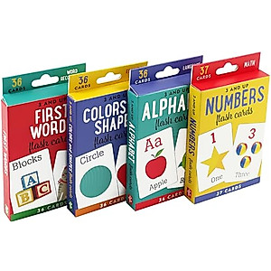 Flash Cards Value Pack - Set of 4 (Alphabet, First Words, Numbers, Colors & Shapes)