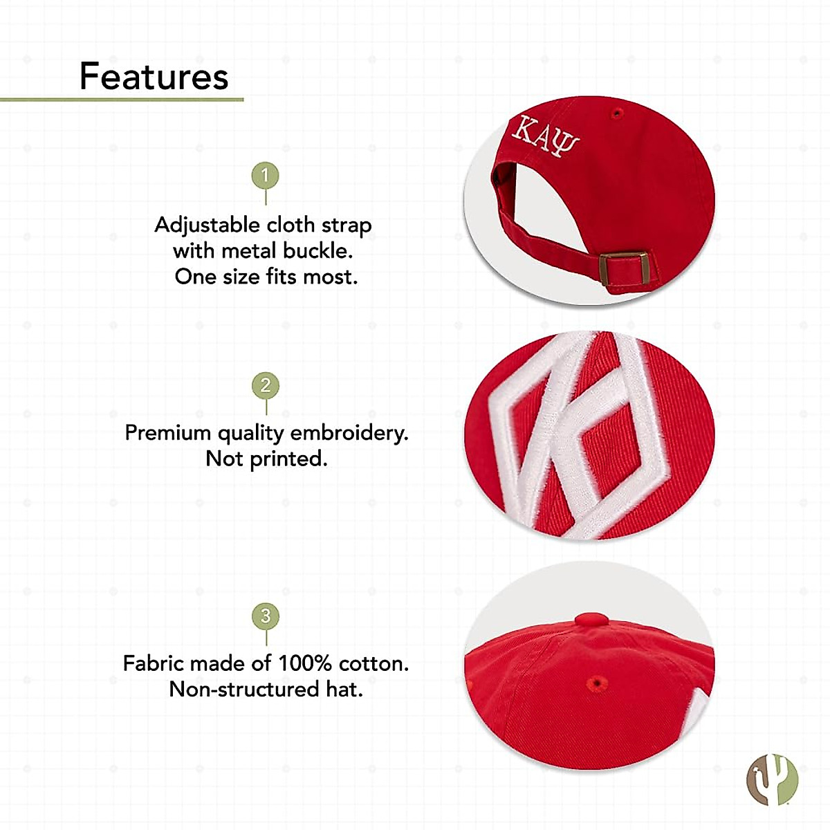 Desert Cactus Kappa Alpha Psi Baseball Hat Yo Nupe Brimmed Embroirderd Cap Adjustable Cloth Strap Adult (Style 3) Red