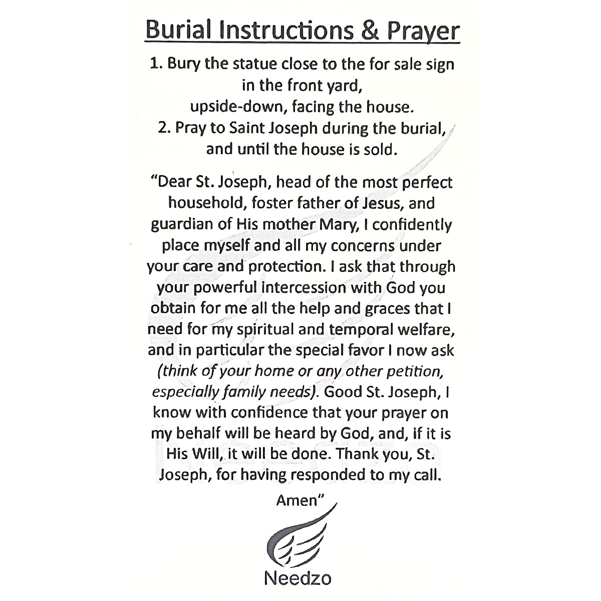 Religious Gifts Saint Joseph Statue Home Seller Kit with Prayer Card and Instructions