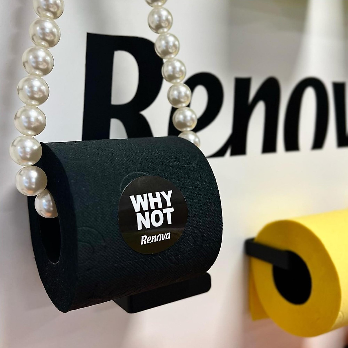 Renova Black Toilet Paper 3-Ply -Ideal for Decorating Your Home or Office - Pack of 6 Compact Rolls- 140 Sheets - Eco-label Certified - Dermatologically Tested - Septic Safe - Sustainable & Soft