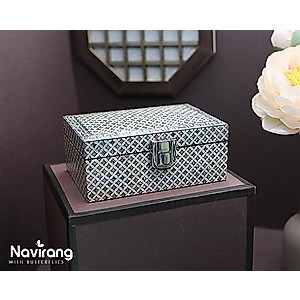 SoSHESHINES Mother of Pearl Small Jewelry Box - Premium Packaging for Gifts for Women, Thank you Gifts, Mom birthday Gifts, Korean Traditional Sea Shell Premium Handmade (FULL NACRE_Diamond)