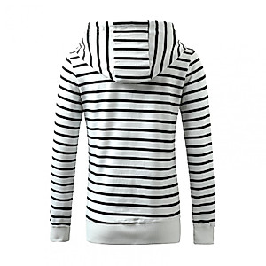 Padaleks Women's Long Sleeve Striped Zip Up Sweatshirt Hoodies Stylish Loose Fit Casual Pullover Tops Outerwear